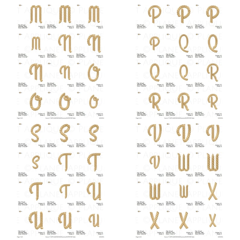 Rope Script Monogram Font Alphabet Machine Embroidery Designs - Etsy