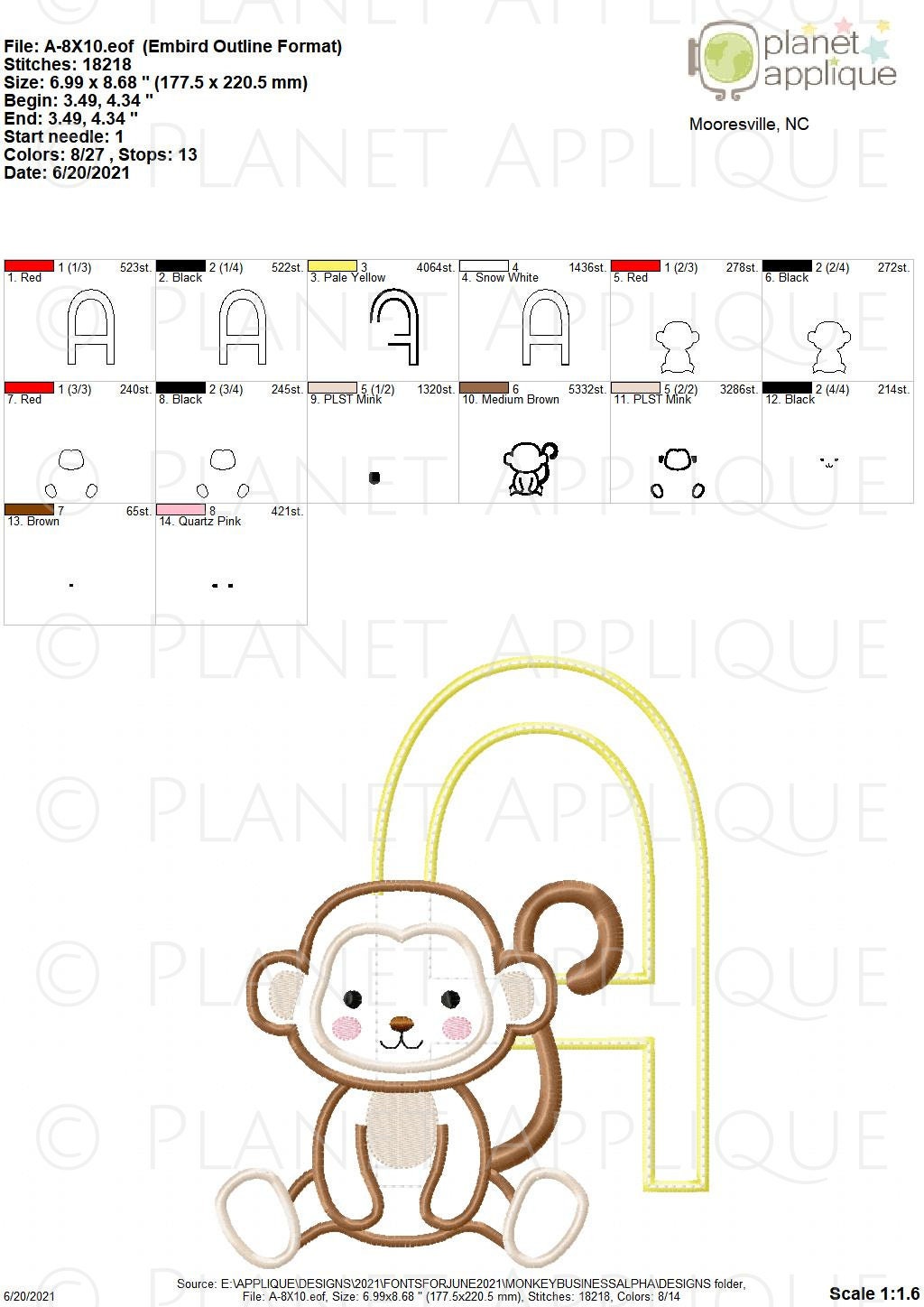 Monkey Business Monogram Font Machine Embroidery Designs - Etsy