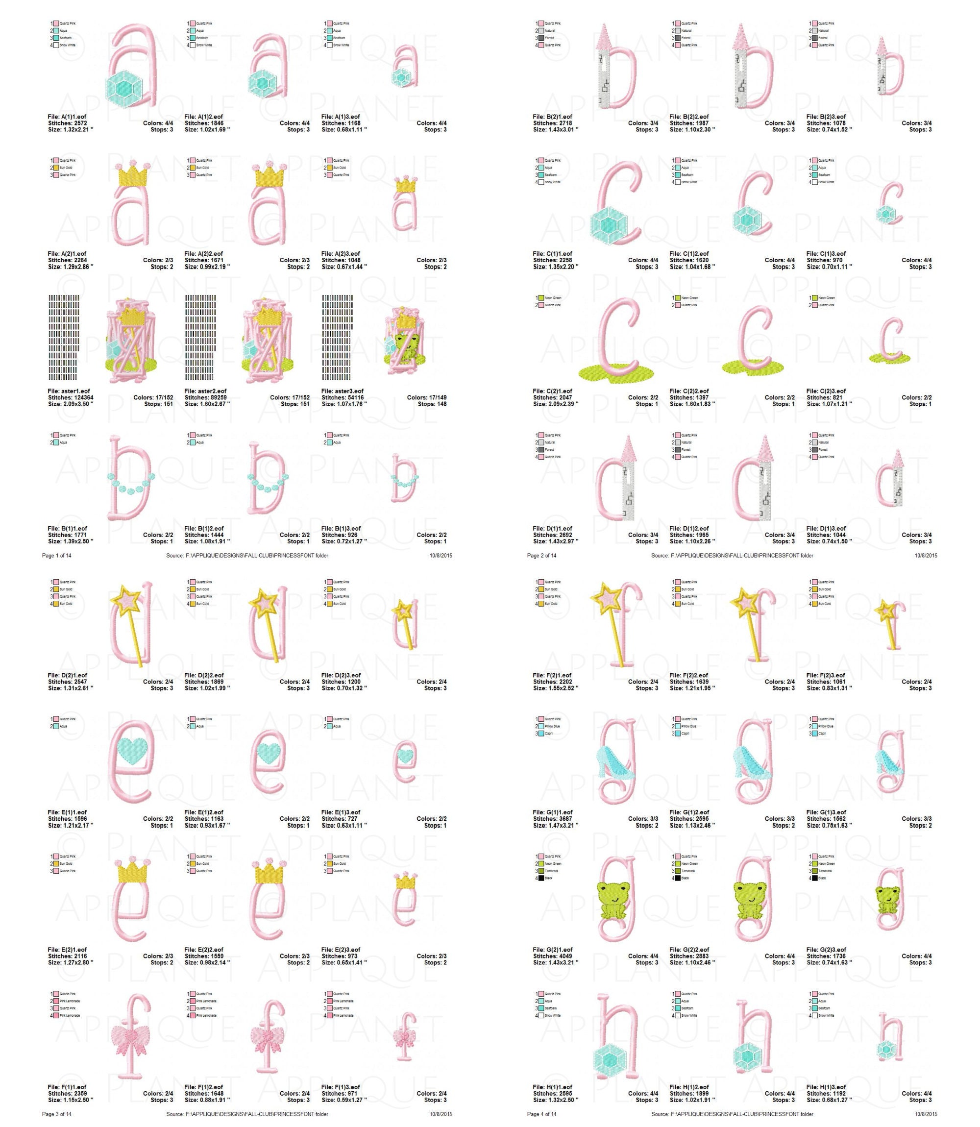 Princess Monogram Font Machine Embroidery Designs Fantasy - Etsy