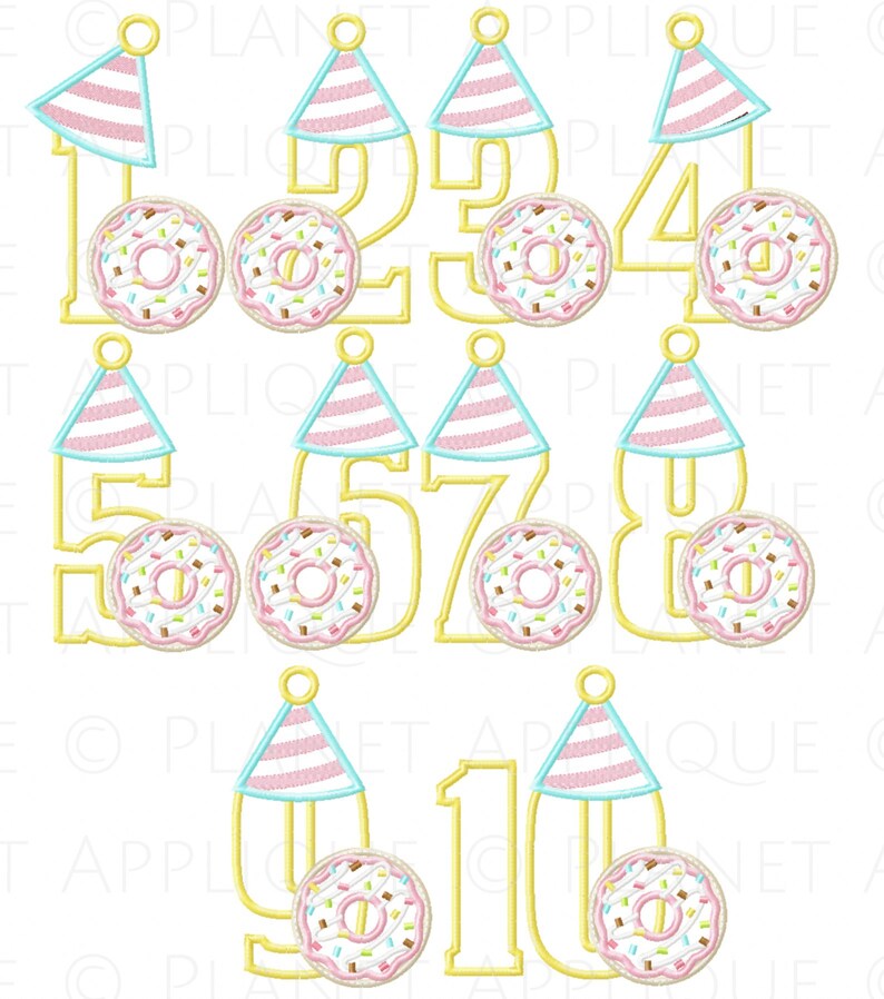 Donut Birthday Numbers Applique Alphabet Machine Embroidery - Etsy