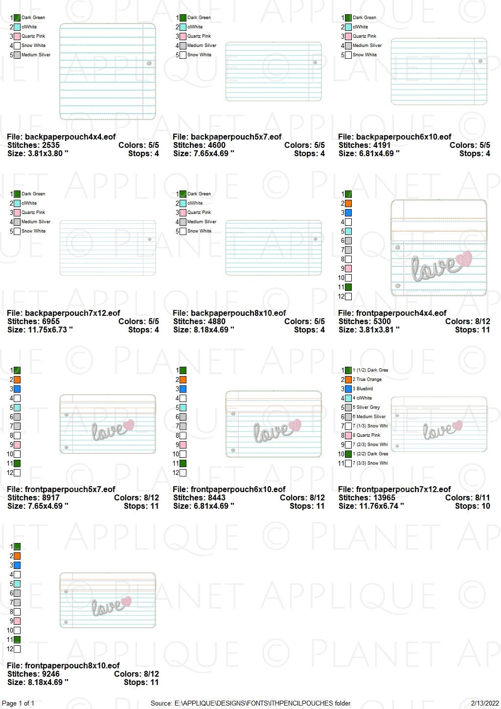 In the Hoop Notebook Paper Zippered Pencil Pouch School Design for ...