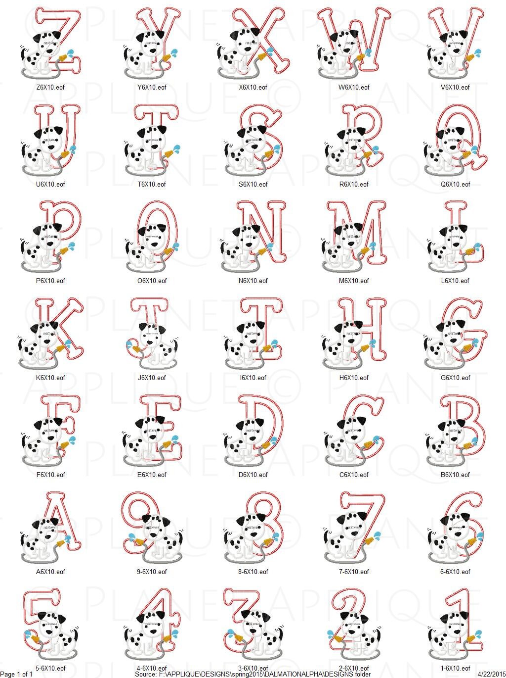 Dalmatian Applique Alphabet Monogram Font Machine Embroidery | Etsy