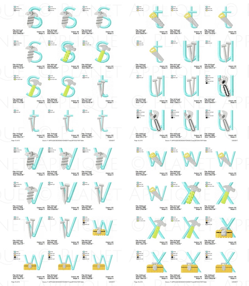 Tool Font Monogram Machine Embroidery Design Alphabet for Construction ...