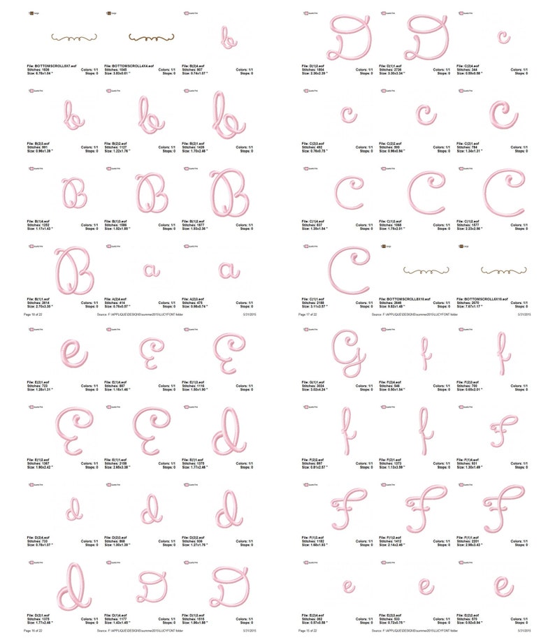 Lucy Monogram Cursive Script Alphabet Font Machine Embroidery - Etsy