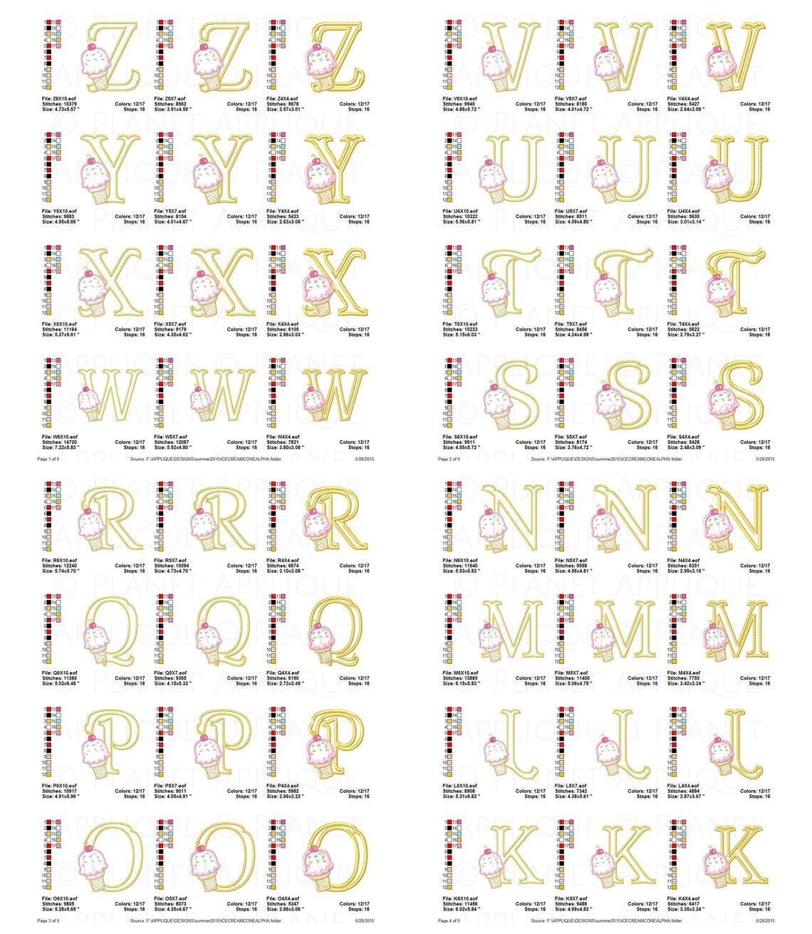 Ice Cream Cone Cursive Script Applique Alphabet Monogram Font - Etsy