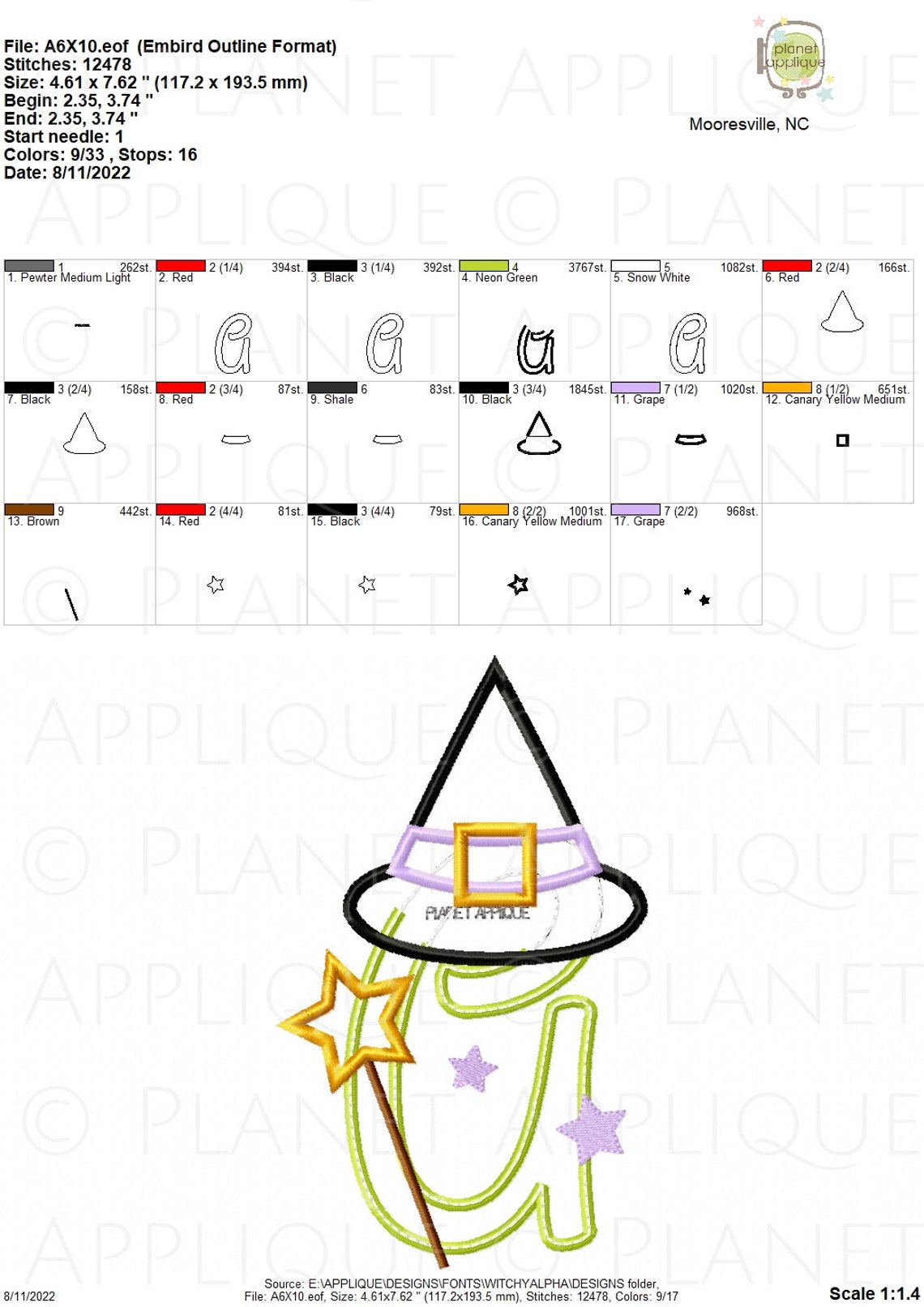 Witchy Witches Hat Alphabet Halloween Monogram Font Machine Embroidery ...