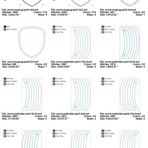 In the Hoop Acorn Potholder Mug Rug Design for Machine Embroidery ...