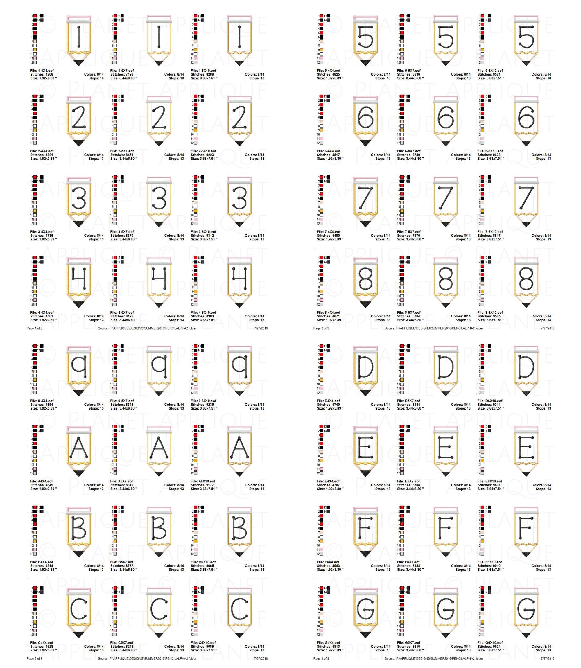 Pencil 2 Monogram Font Alphabet Machine Embroidery Design for - Etsy