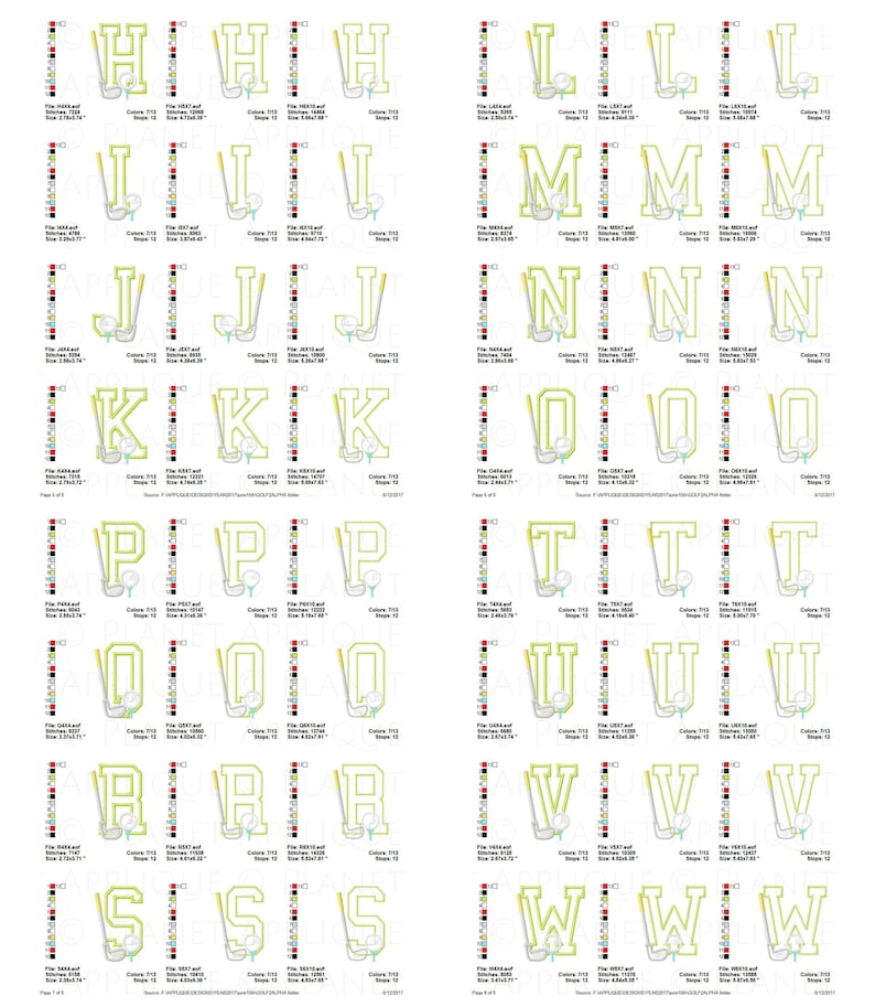 Golf 2 Applique Alphabet Monogram Font Machine Embroidery Design ...