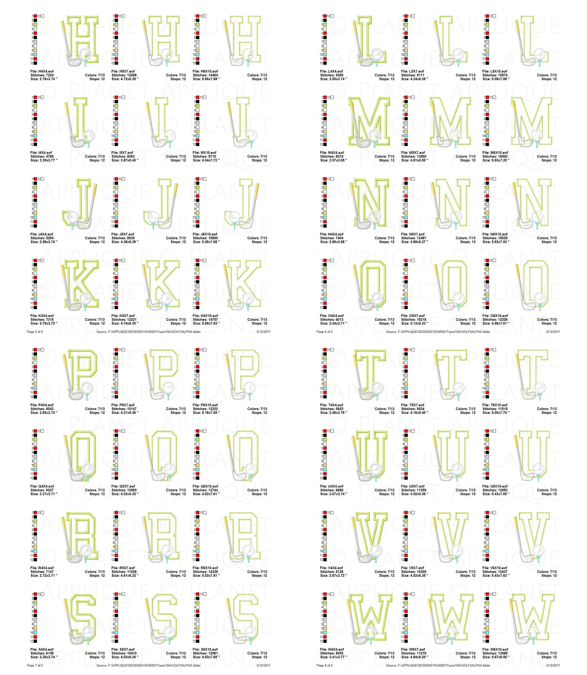 Golf 2 Applique Alphabet Monogram Font Machine Embroidery Design ...
