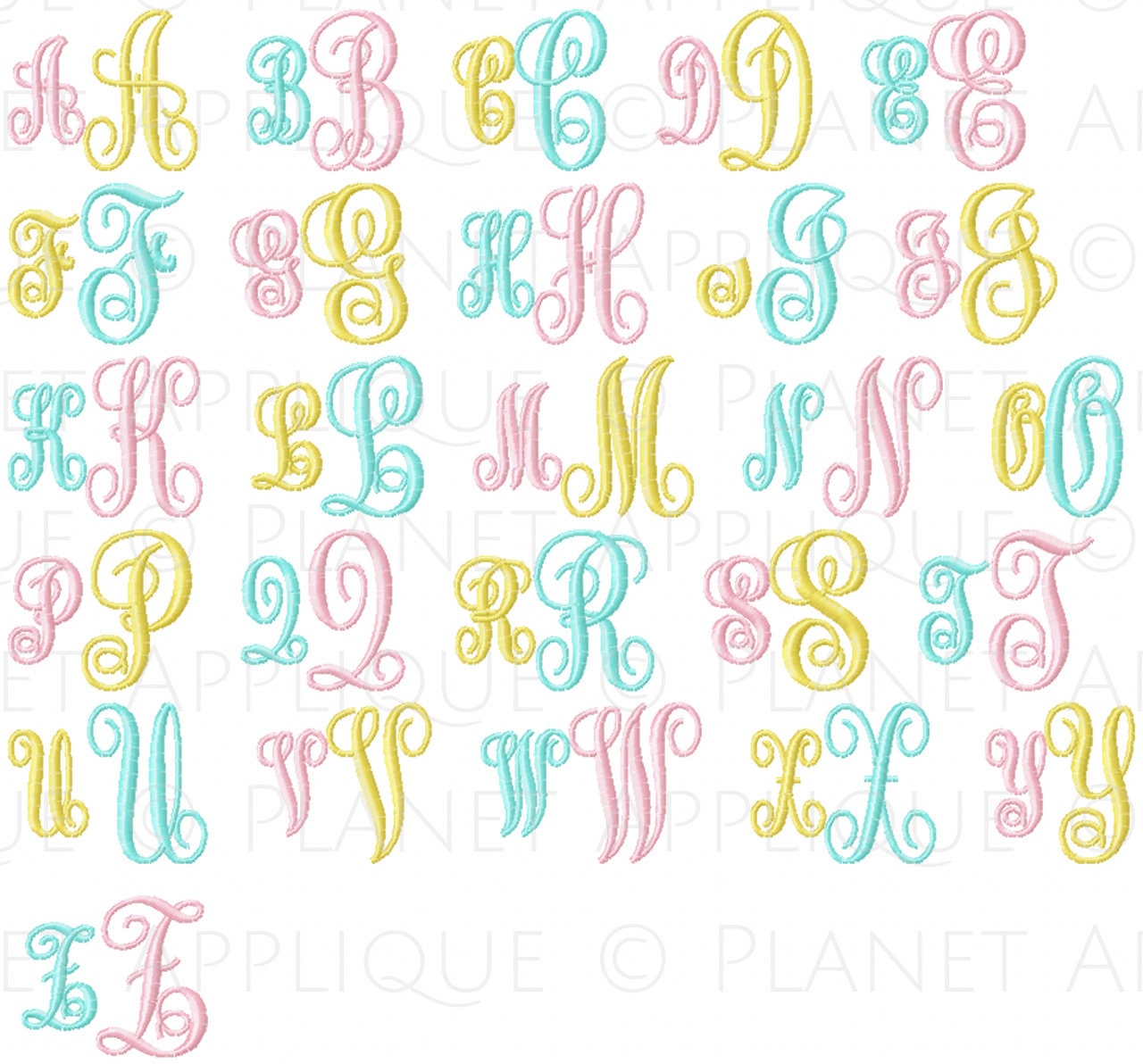 Royal Cursive Script Fancy Three Letter Monogram Font Machine - Etsy Australia