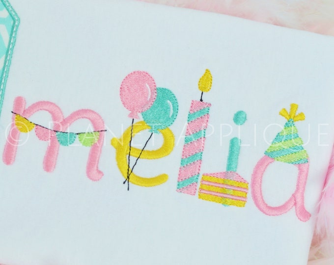 Birthday Font Alphabet Monogram Machine Embroidery Designs - Etsy
