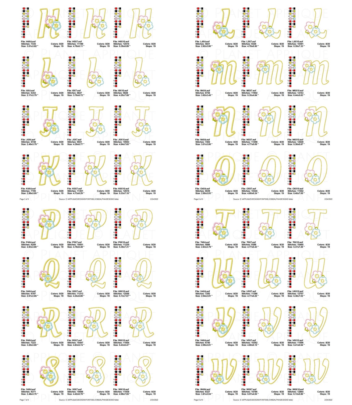 Bloom 2 Cursive Script Monogram Applique Alphabet Font Machine - Etsy