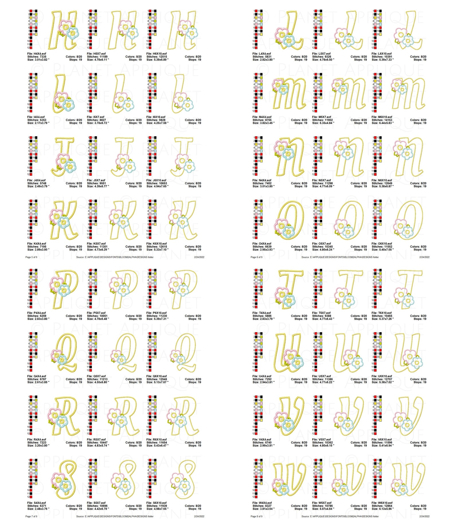 Bloom 2 Cursive Script Monogram Applique Alphabet Font Machine - Etsy