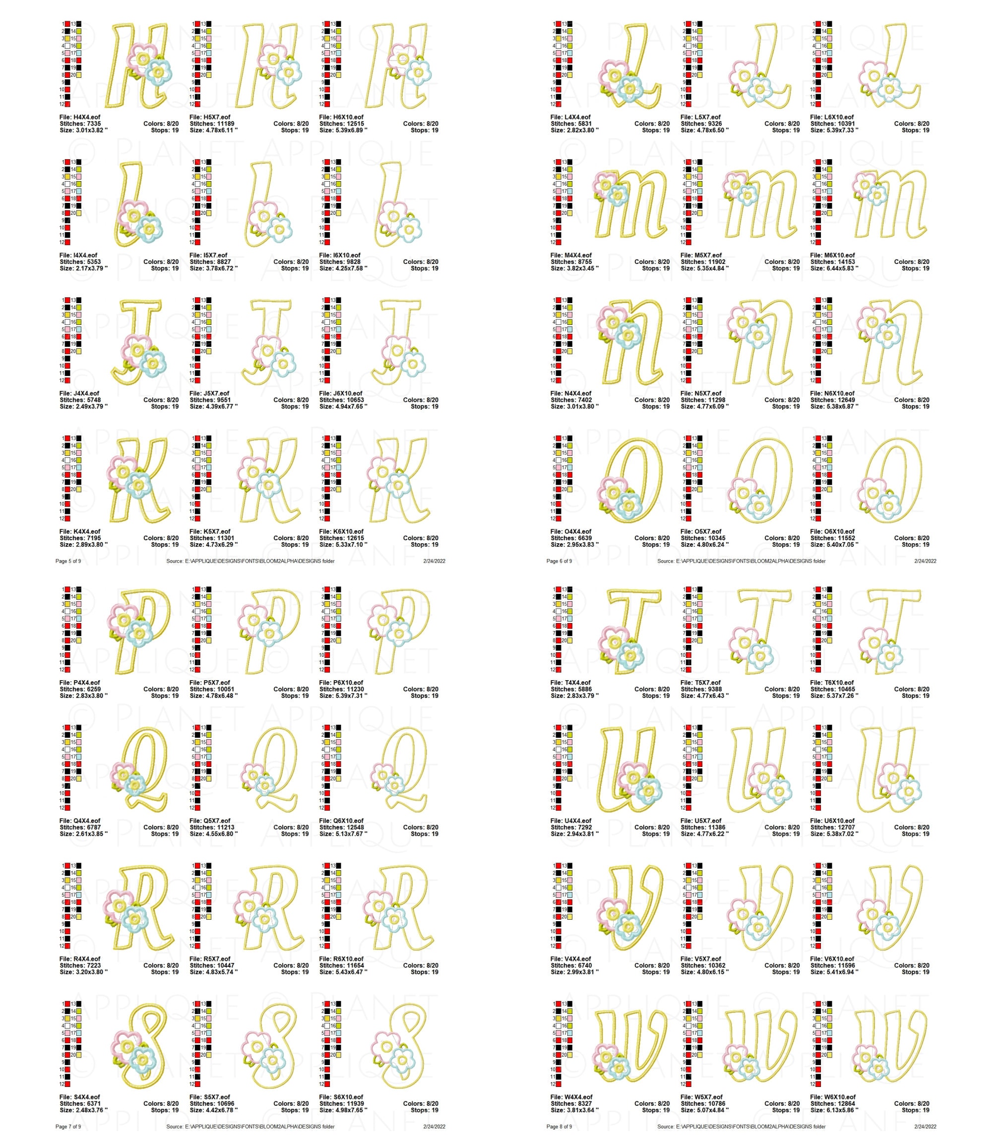 Bloom 2 Cursive Script Monogram Applique Alphabet Font Machine - Etsy