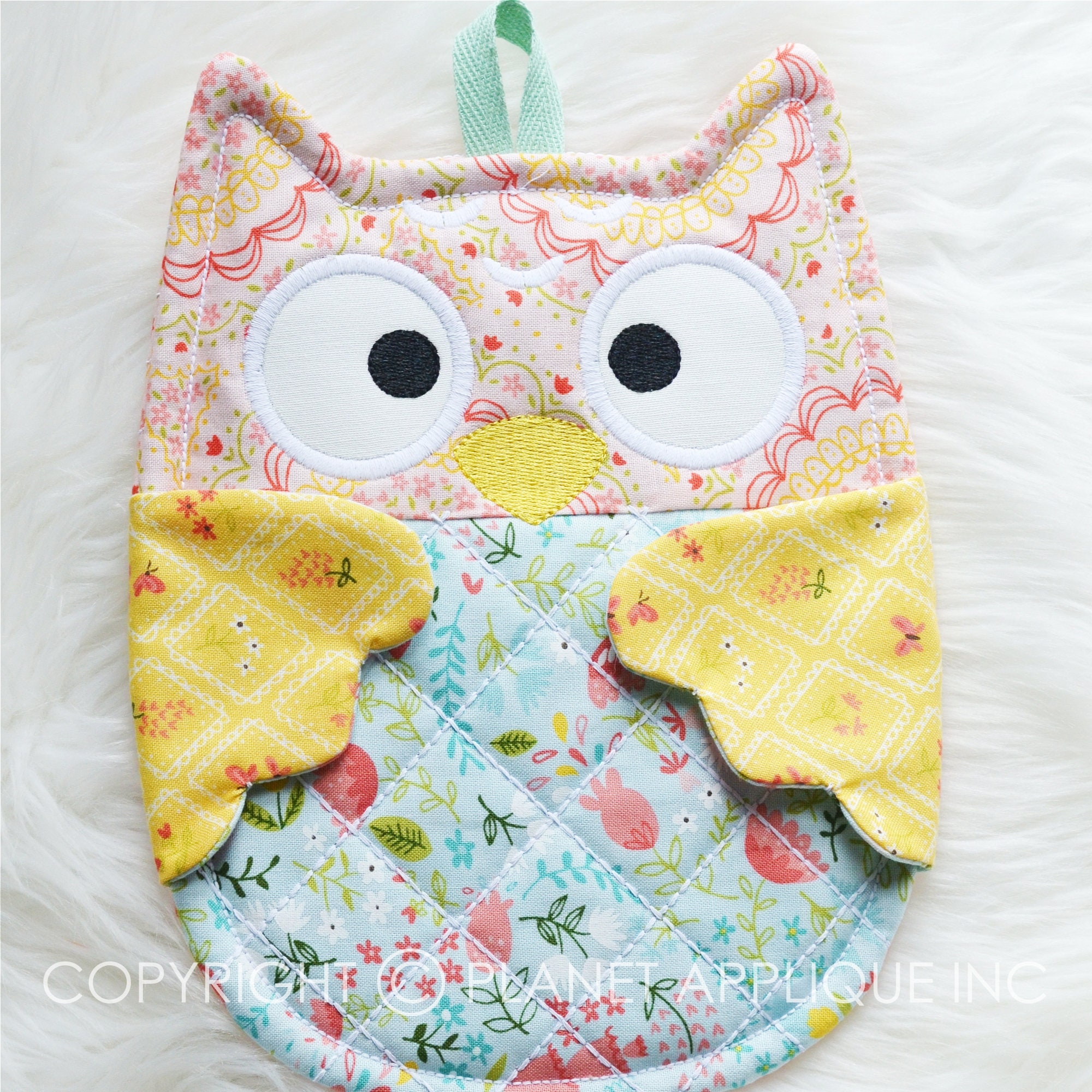 In the Hoop Owl Potholder Mug Rug Design for Machine - Etsy