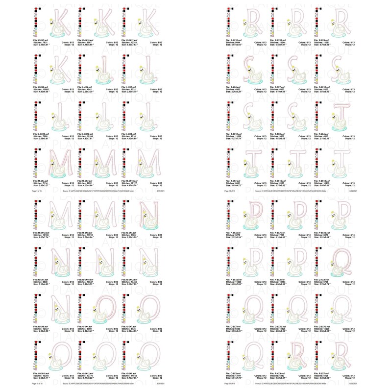Swan Lake Monogram Font Machine Embroidery Designs | Etsy