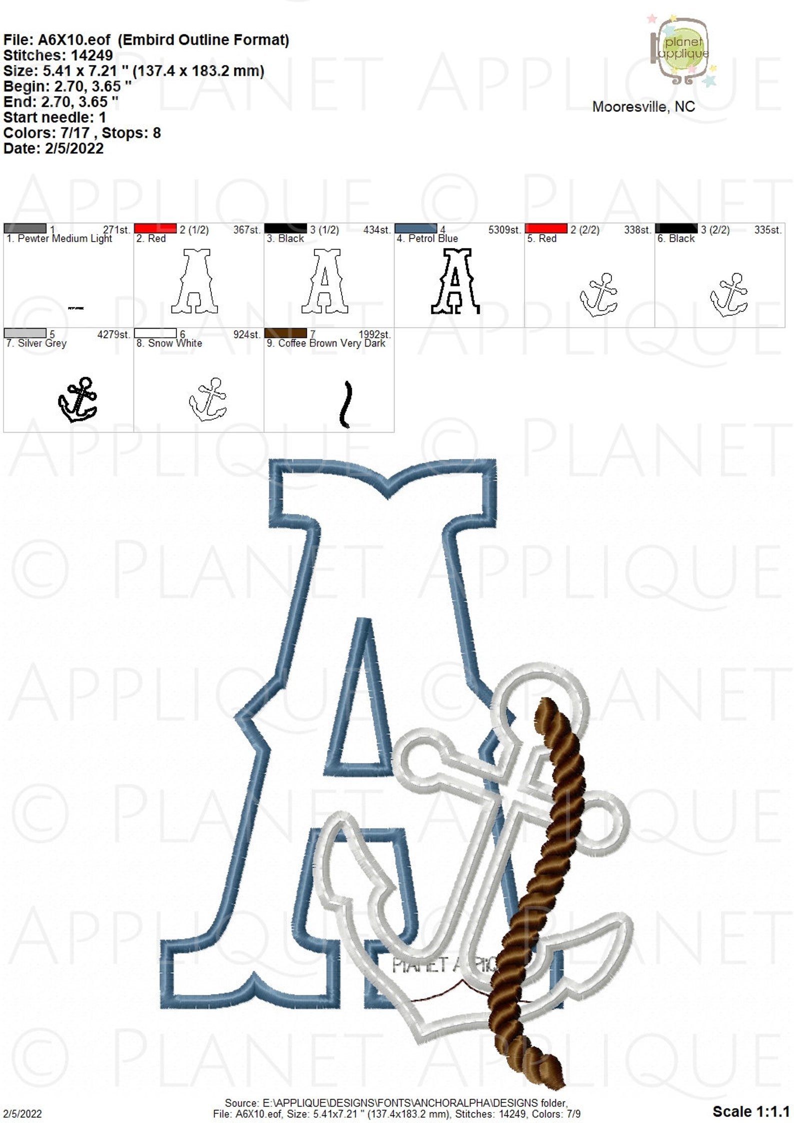 Anchor Applique Alphabet Machine Embroidery Designs Nautical - Etsy