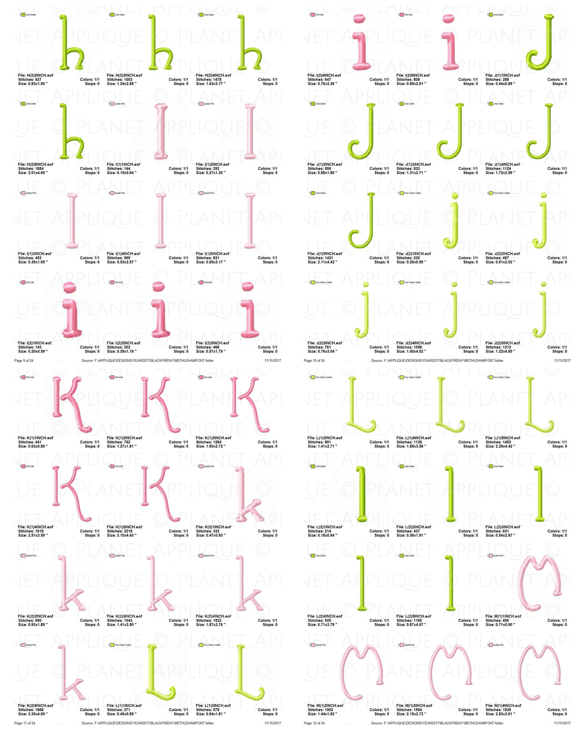 Bethlehem Alphabet Monogram Font Machine Embroidery Designs | Etsy