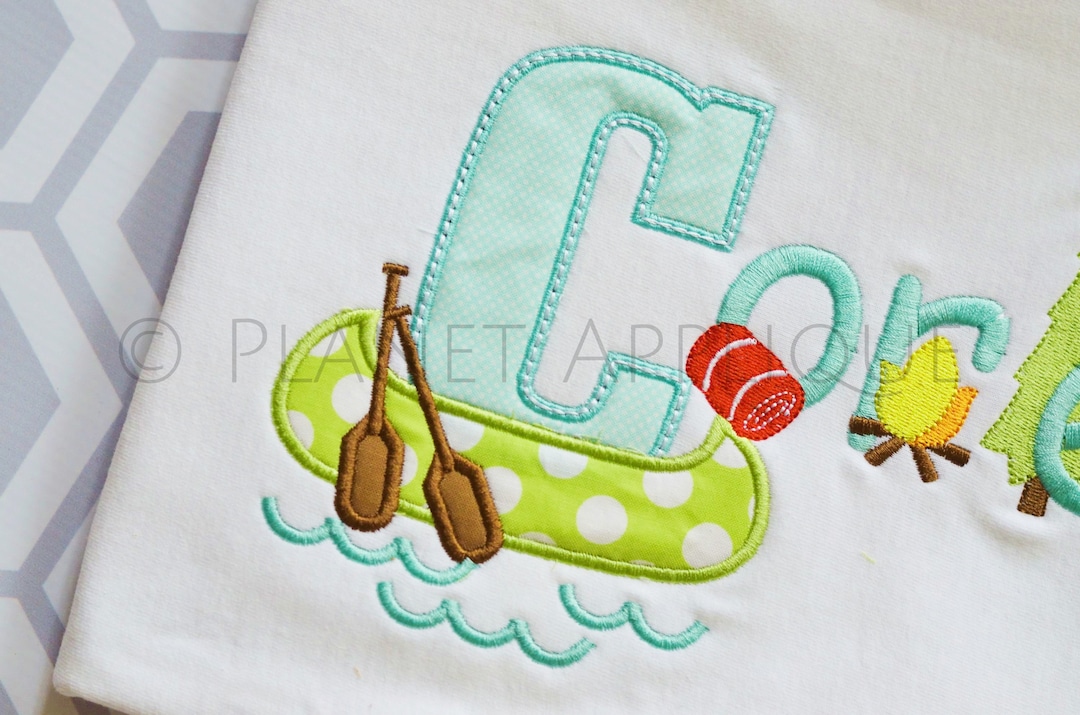 Canoe Applique Alphabet Monogram Font Machine Embroidery Design Camping ...