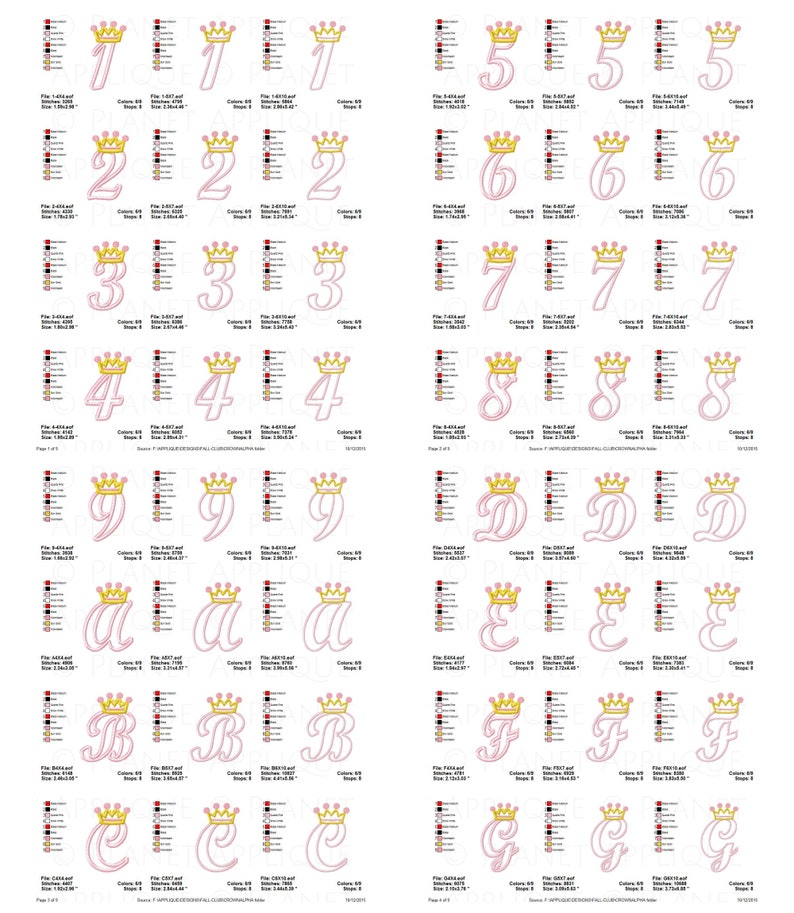 Princess Crown Cursive Script Applique Alphabet Monogram Font - Etsy