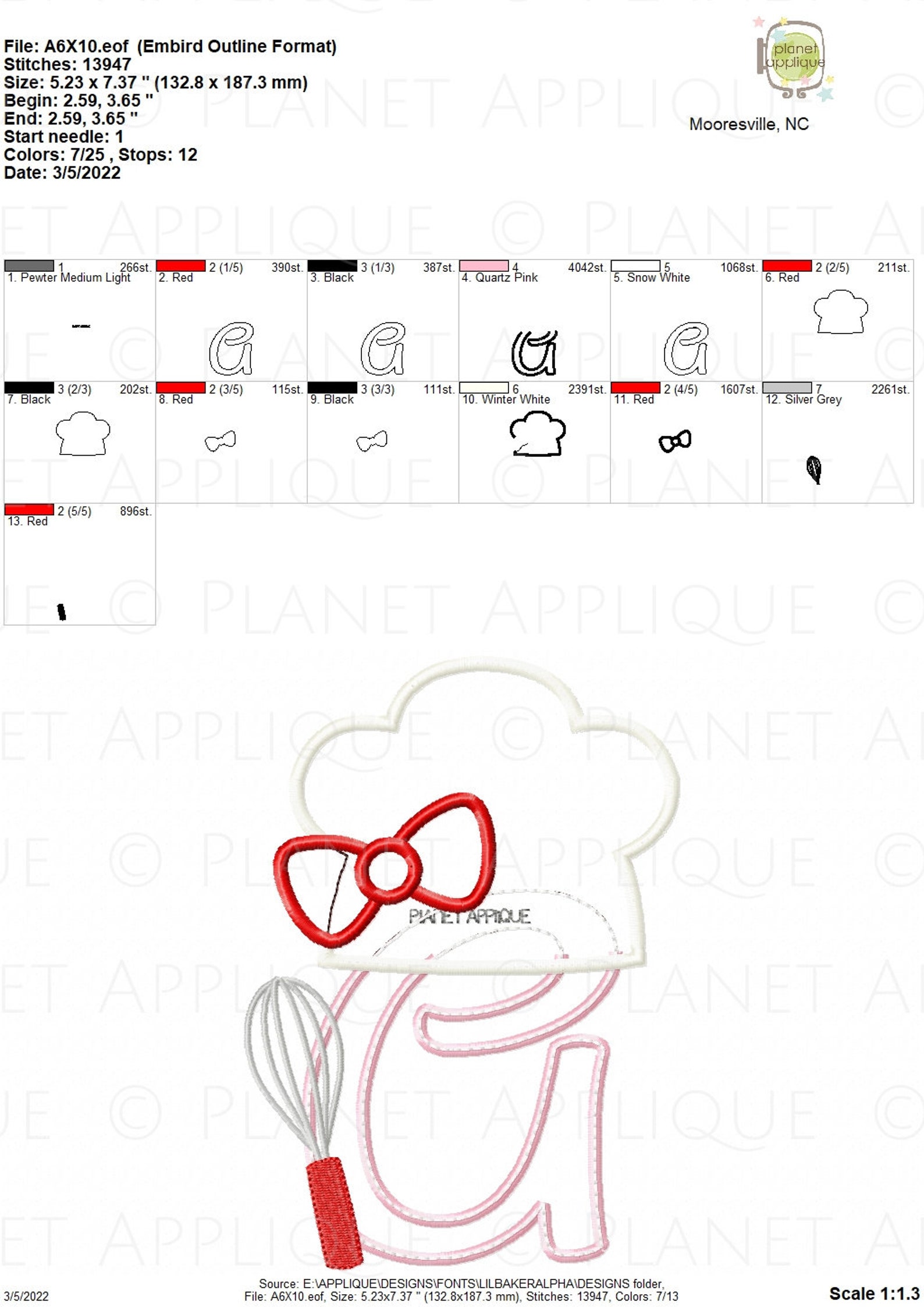 Lil Baker Applique Alphabet Monogram Font Machine Embroidery Design for ...