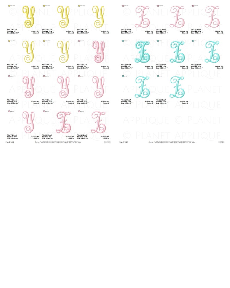 Royal Cursive Script Fancy Three Letter Monogram Font Machine - Etsy