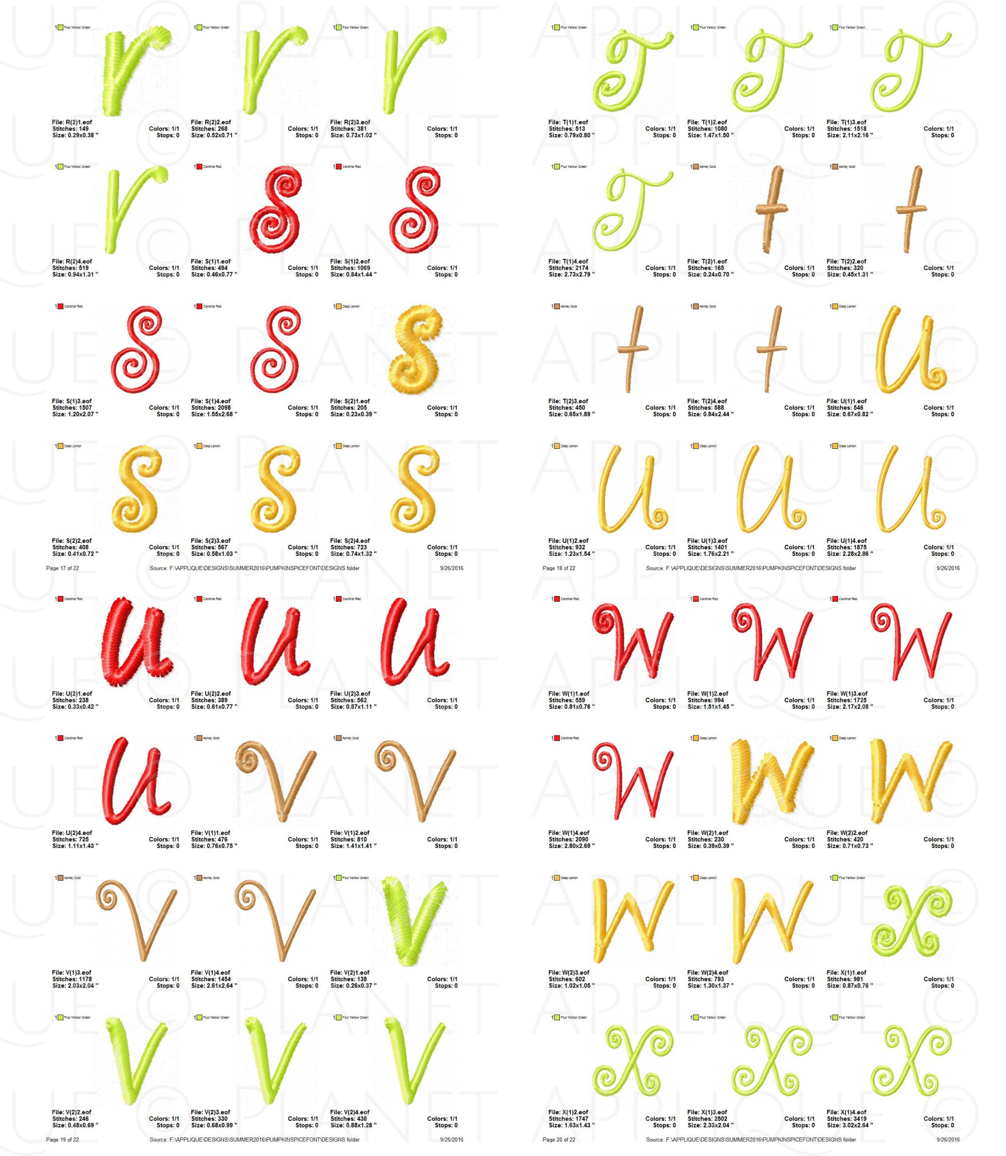 Pumpkin Spice Monogram Font Alphabet Letters Machine Embroidery Design ...