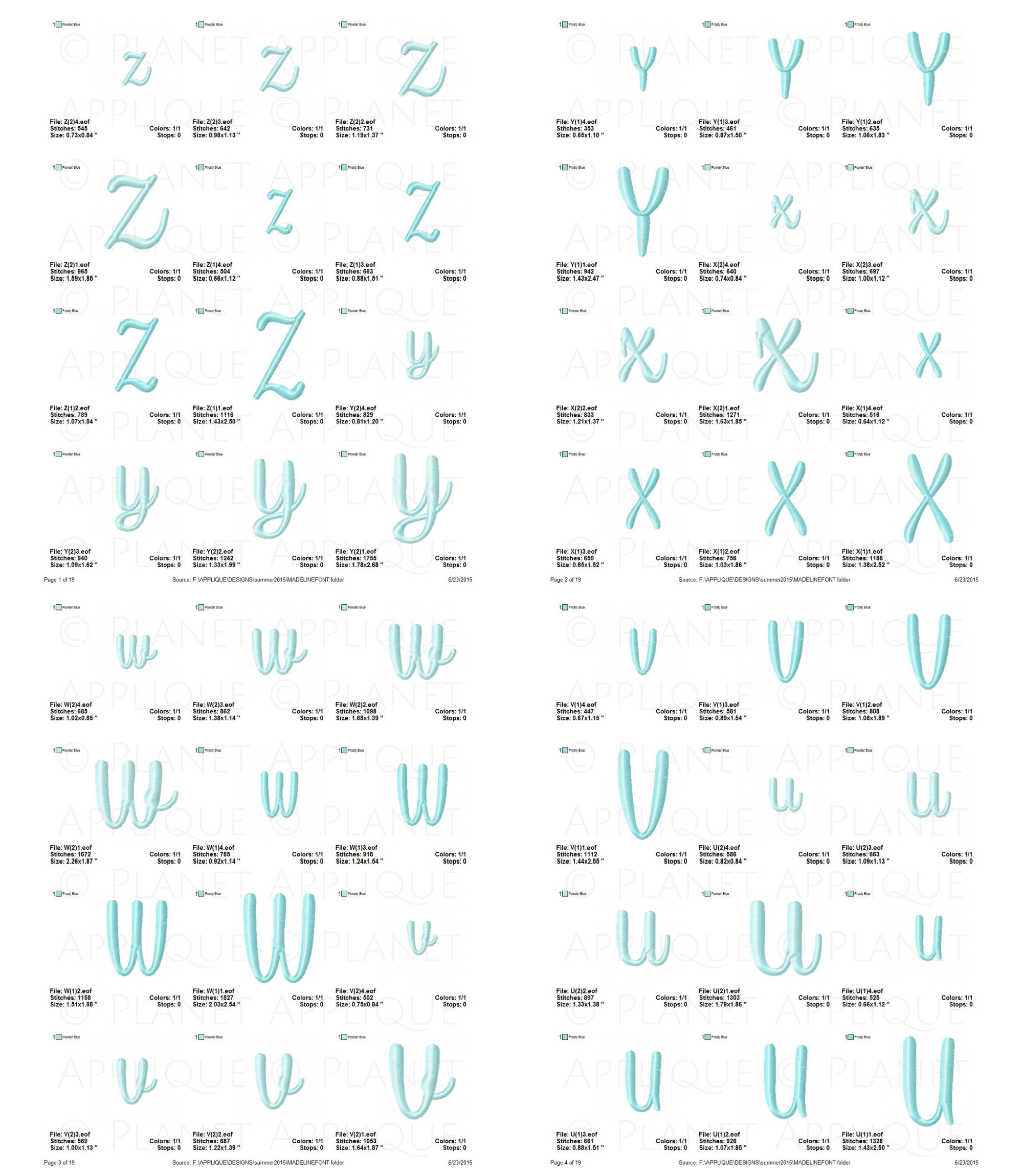 Madeline Cursive Script Monogram Font Machine Embroidery - Etsy Australia