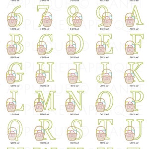 Easter Basket Applique Alphabet Monogram Font Machine Embroidery ...