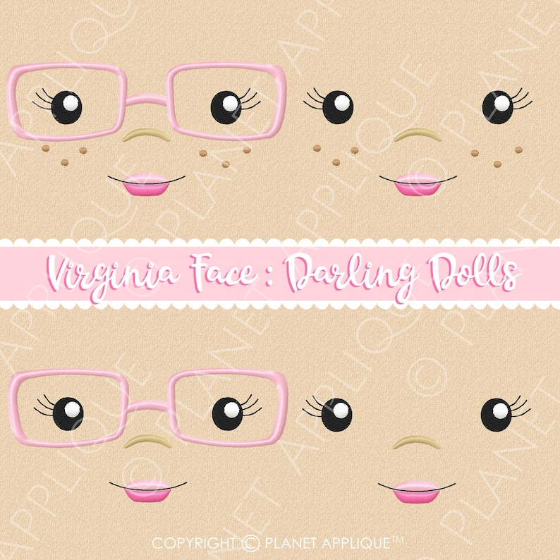 In the Hoop Virginia Cloth Rag Doll Embroidery Face Designs | Etsy