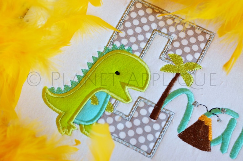 Dino Applique Alphabet Monogram Font Machine Embroidery - Etsy