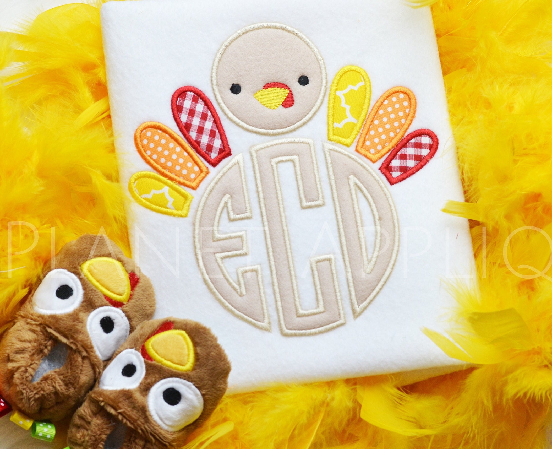 Gobble Turkey Applique Alphabet Monogram Font Machine - Etsy