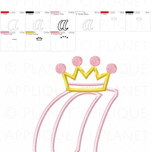 Princess Crown Cursive Script Applique Alphabet Monogram Font Machine ...