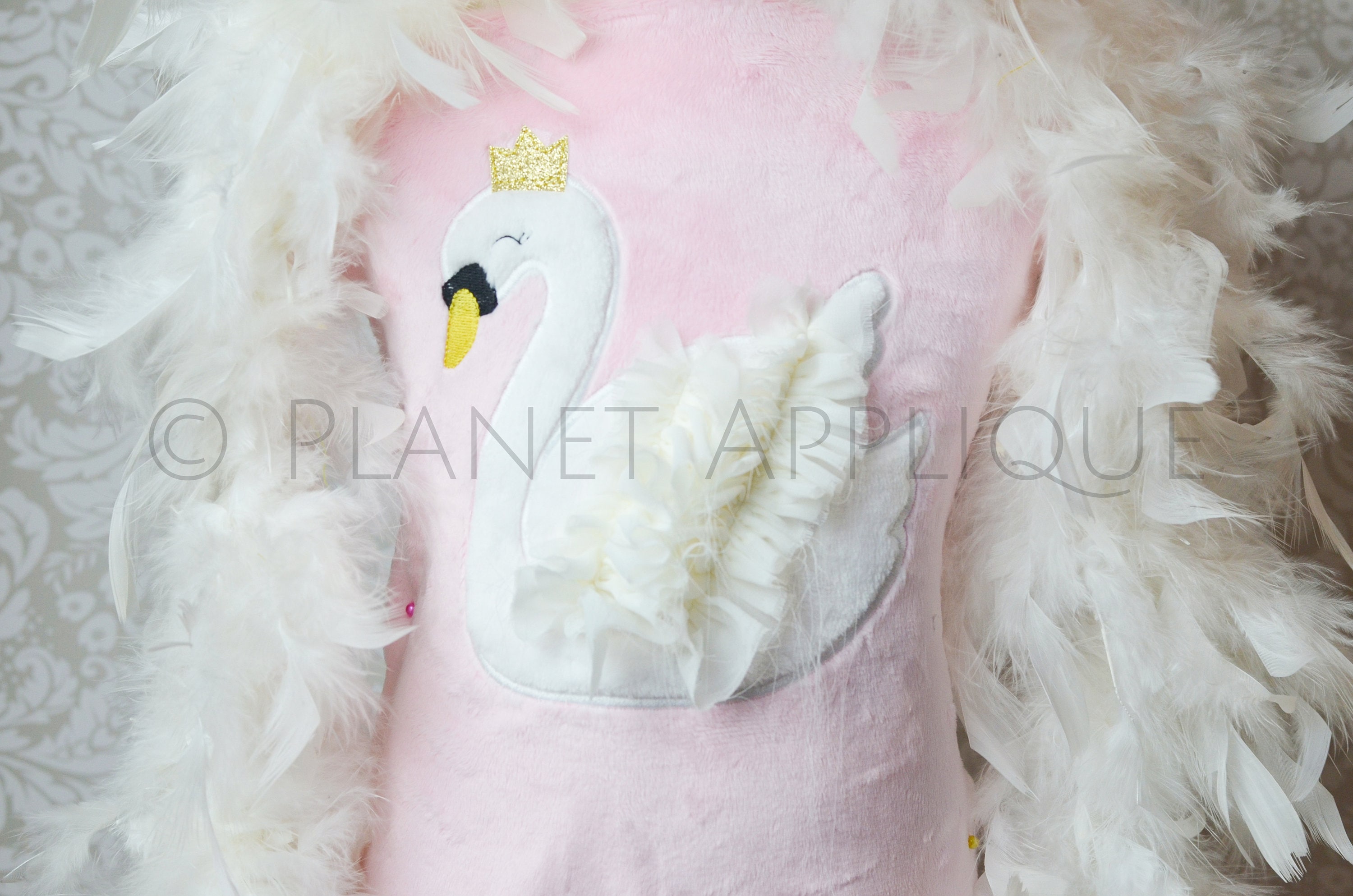 Ruffle 3D Swan Applique Machine Embroidery Design - Etsy