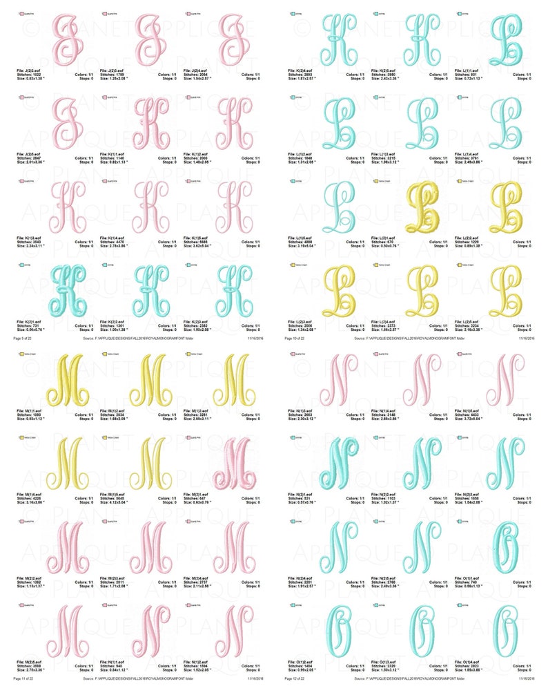 Royal Cursive Script Fancy Three Letter Monogram Font Machine ...
