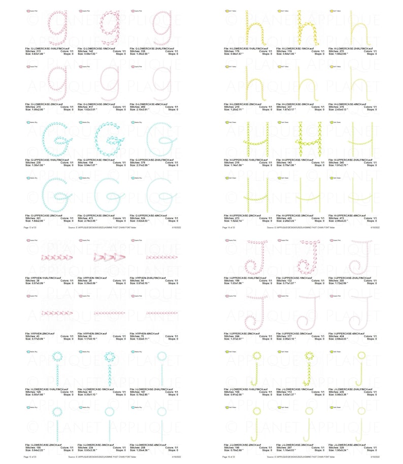 Jasmine Chain Stitch Cursive Script Monogram Font Alphabet - Etsy