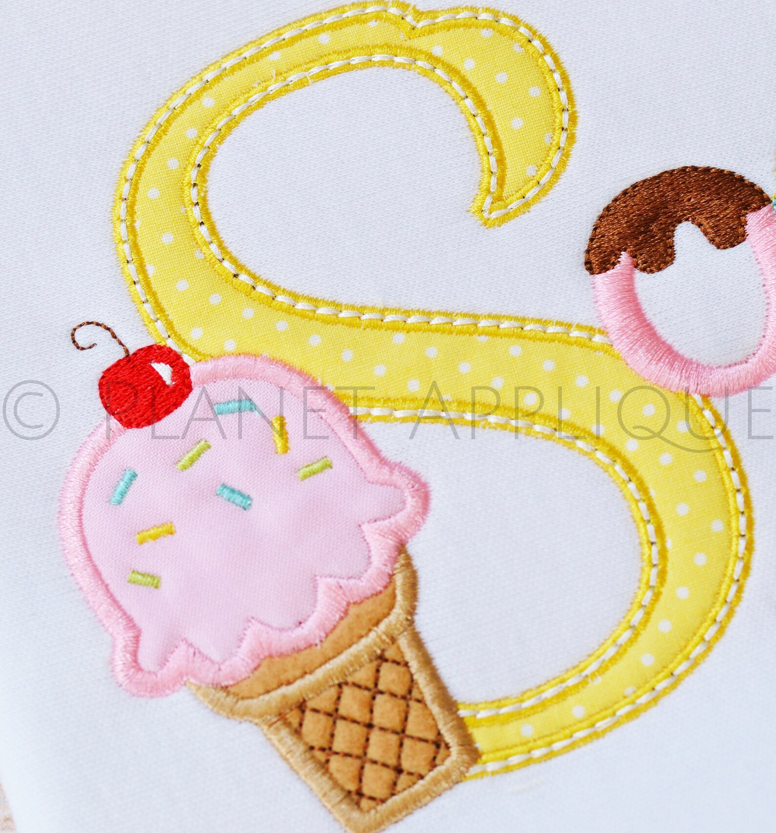 Ice Cream Cone Cursive Script Applique Alphabet Monogram Font Machine ...