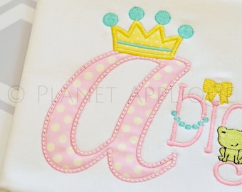 BX Applique Font Full Tiara Alphabet Set Machine Embroidery Design Girl ...