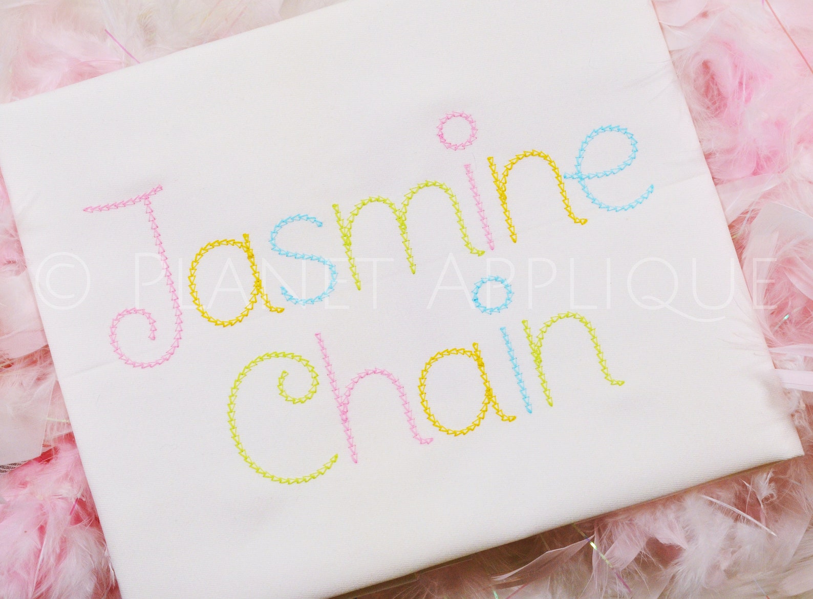 Jasmine Chain Stitch Cursive Script Monogram Font Alphabet - Etsy