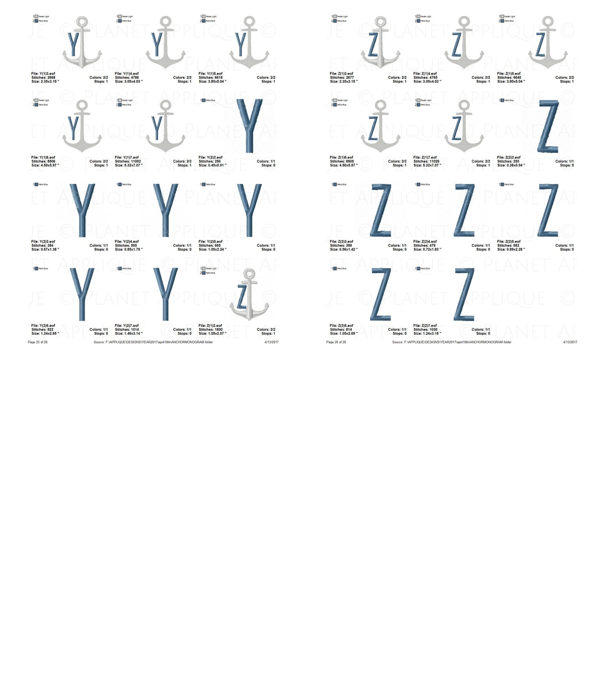 Anchor Alphabet Monogram Font Machine Embroidery Design Sailor - Etsy