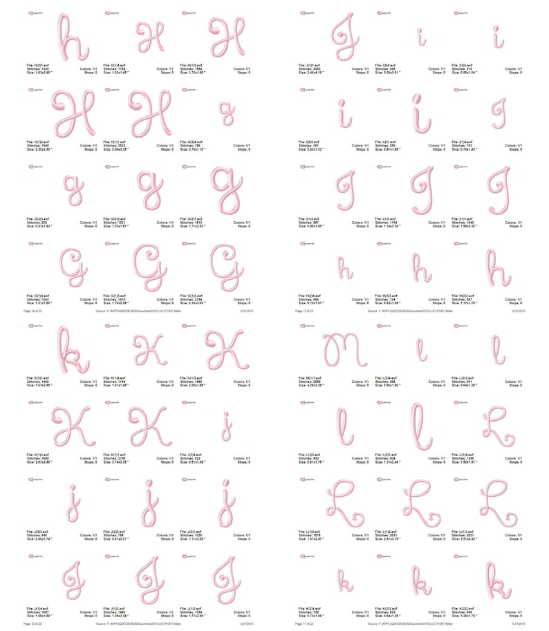 Lucy Monogram Cursive Script Alphabet Font Machine Embroidery - Etsy