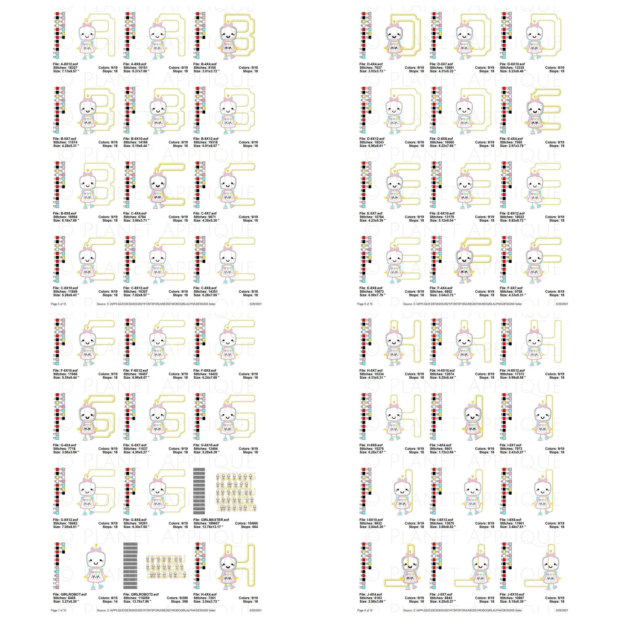 Robot Girl Monogram Font Machine Embroidery Designs - Etsy