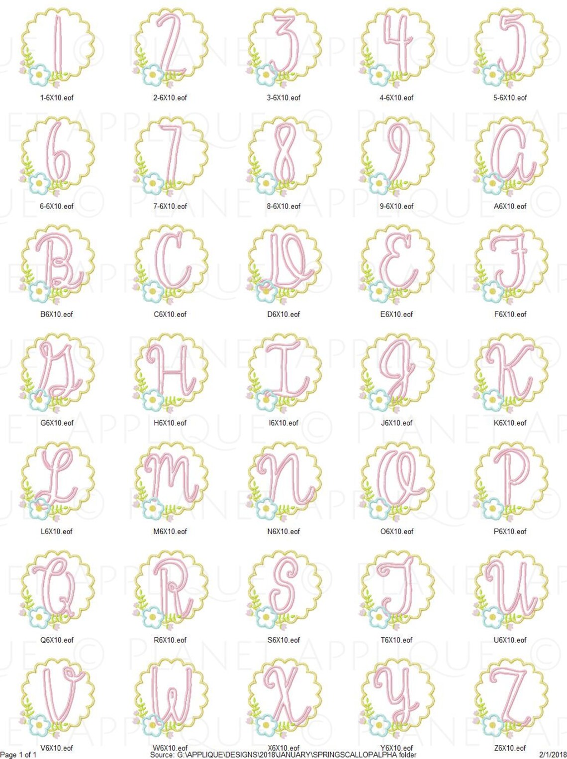 Spring Scallop Applique Font Monogram Machine Embroidery | Etsy