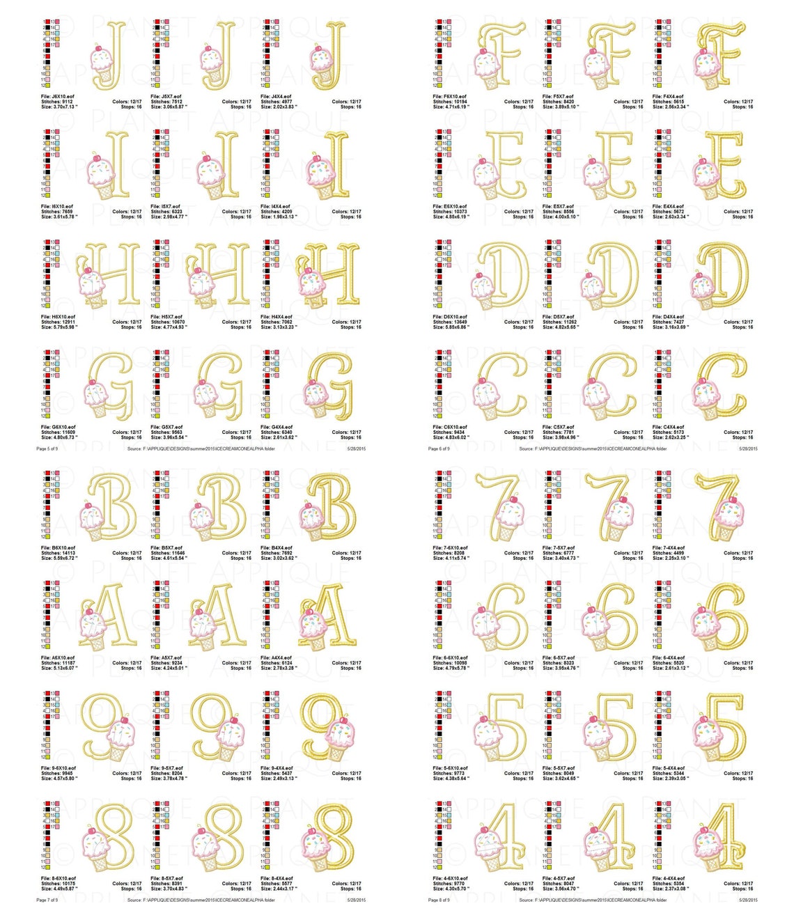 Ice Cream Cone Cursive Script Applique Alphabet Monogram Font - Etsy