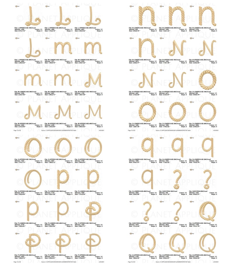 Jasmine Rope Script Monogram Font Alphabet Machine Embroidery - Etsy