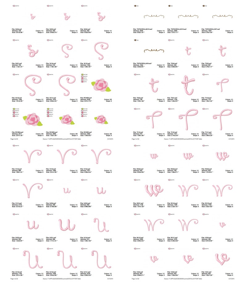 Lucy Monogram Cursive Script Alphabet Font Machine Embroidery Designs ...