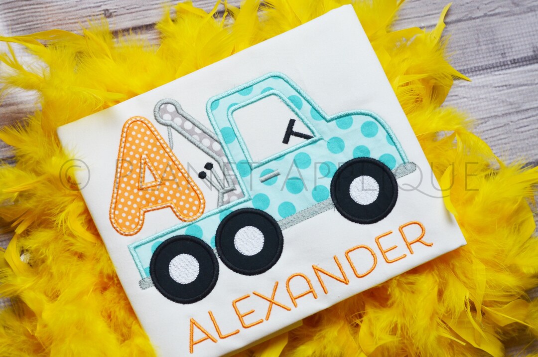 Tow Truck Applique Alphabet Monogram Font Machine Embroidery Design for ...