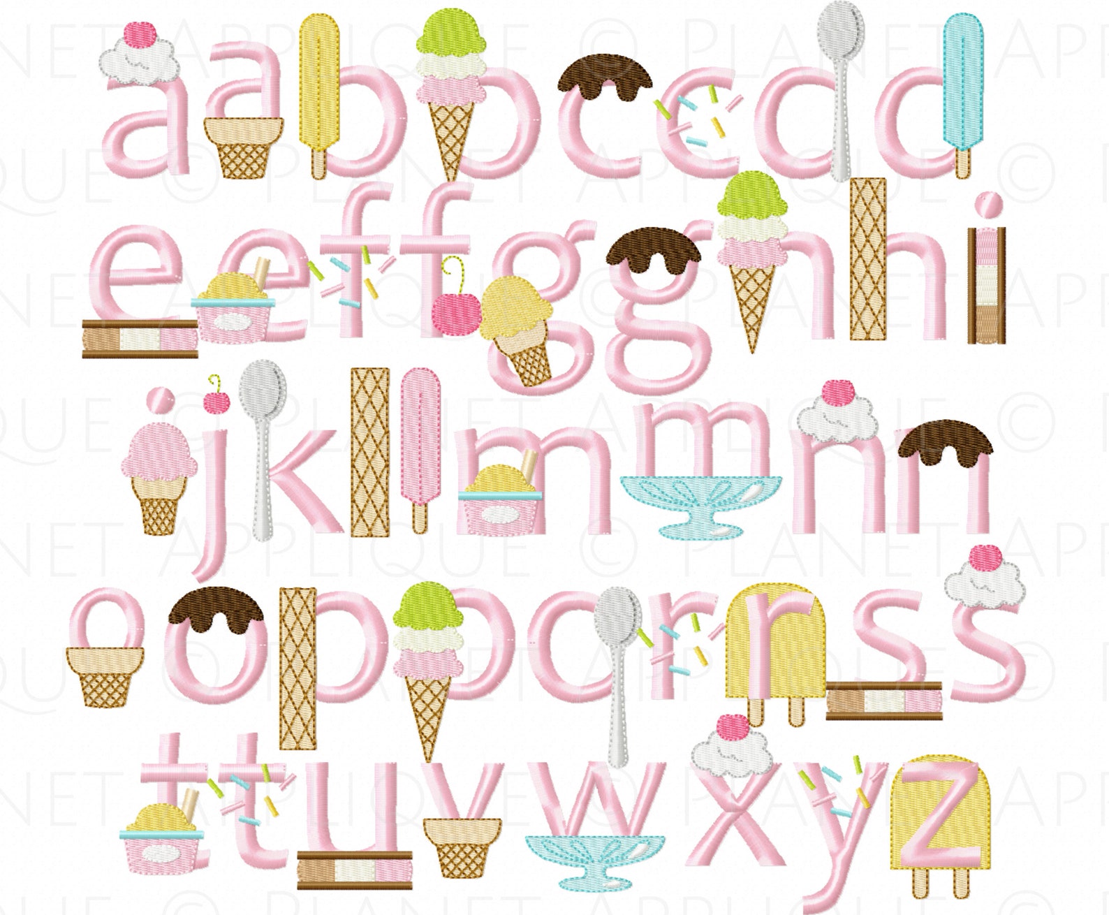 Ice Cream Scoops Alphabet Monogram Font Machine Embroidery - Etsy