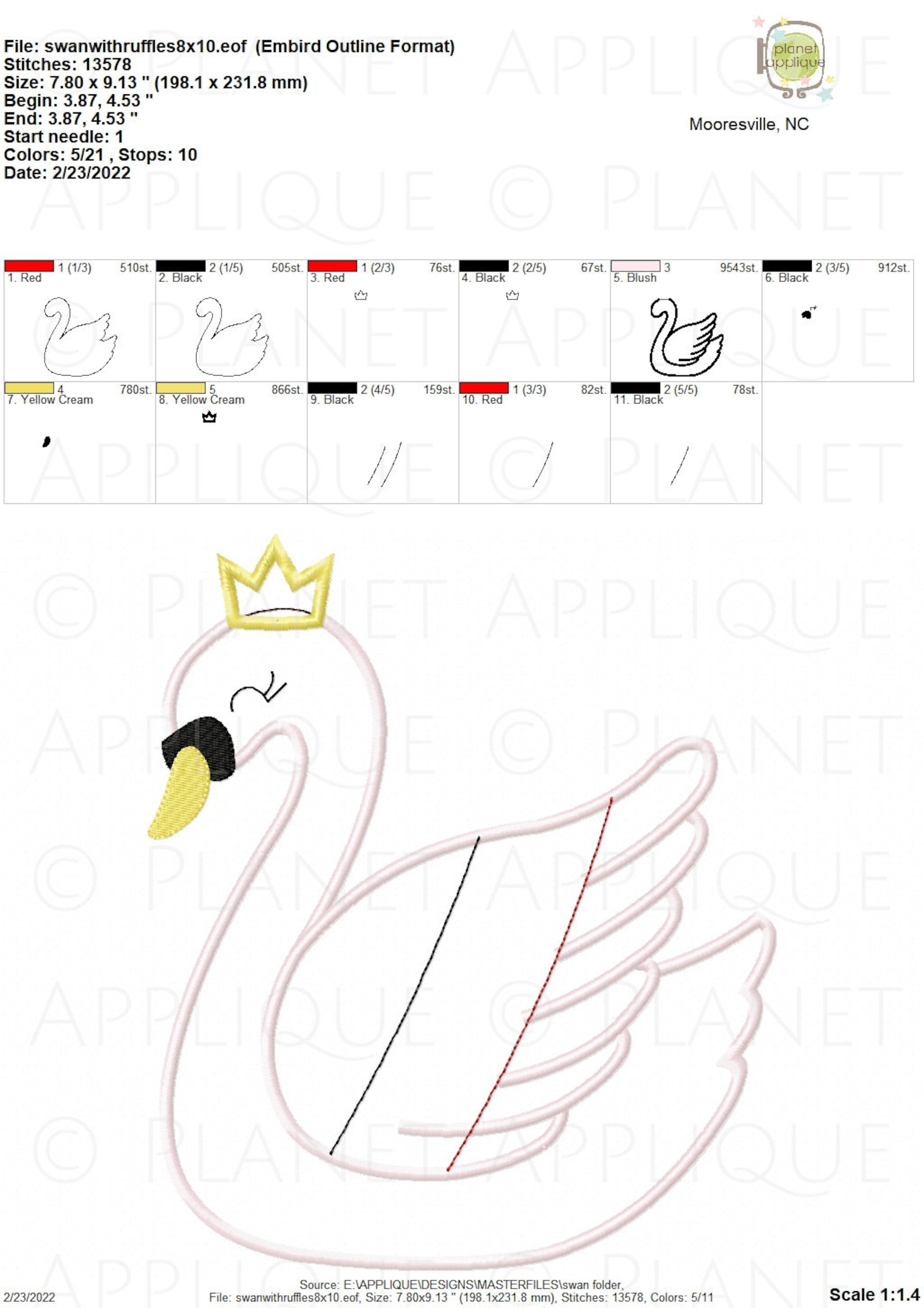 Ruffle 3D Swan Applique Machine Embroidery Design - Etsy